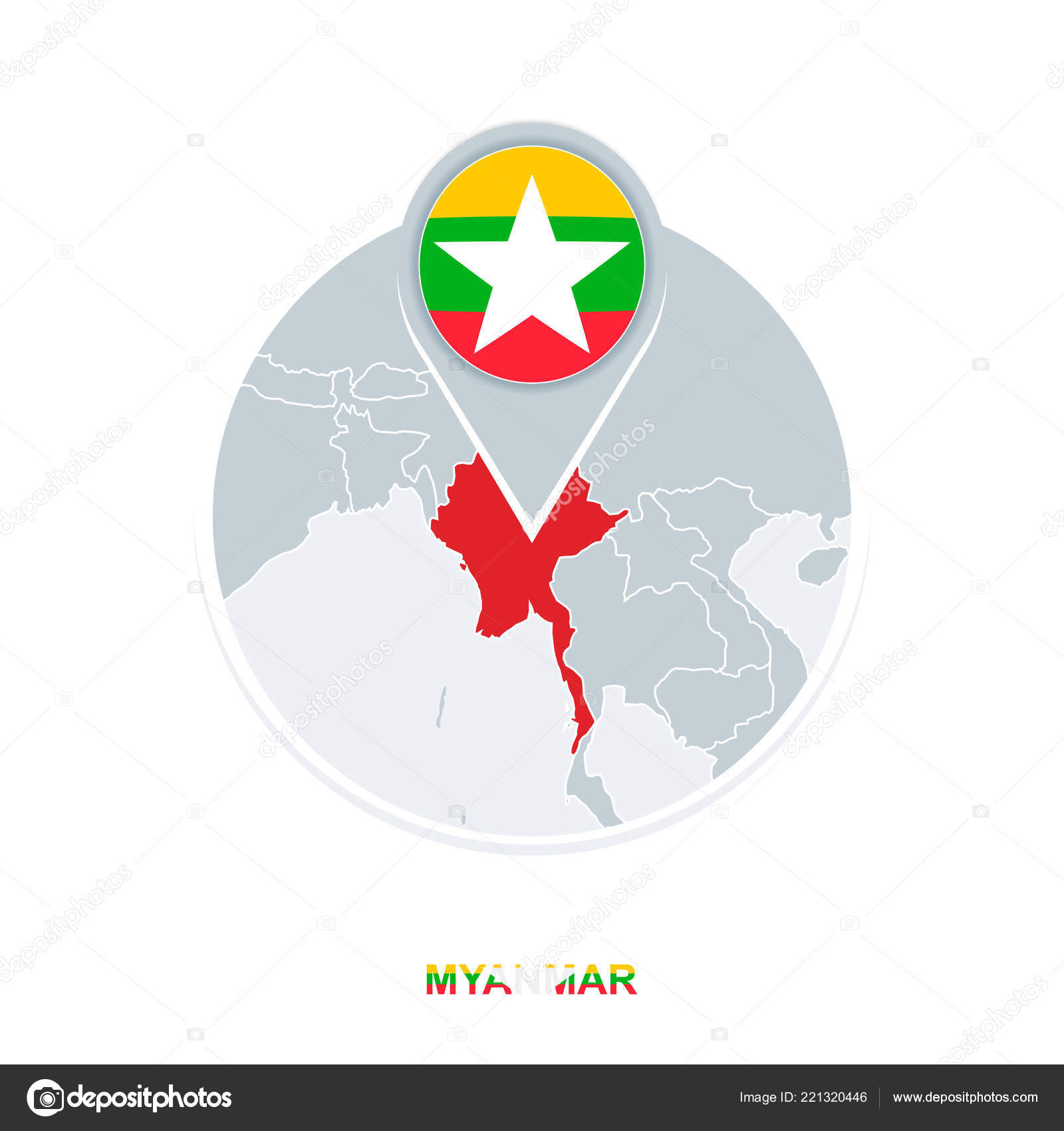 Myanmar Map Flag Vector Map Icon Highlighted Myanmar Stock Vector Image ...