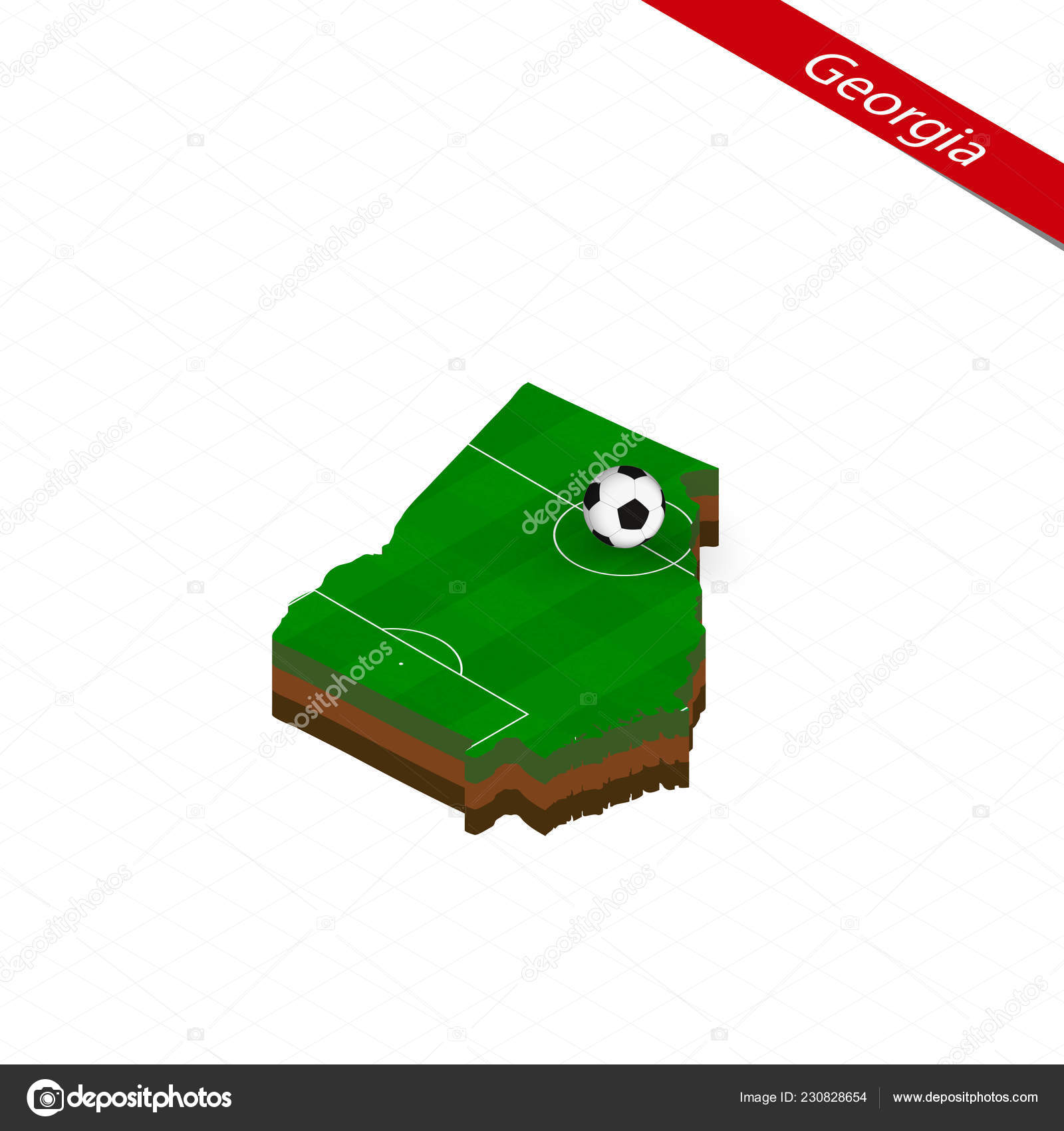Isometric Map State Georgia Soccer Field Football Ball Center Football ...