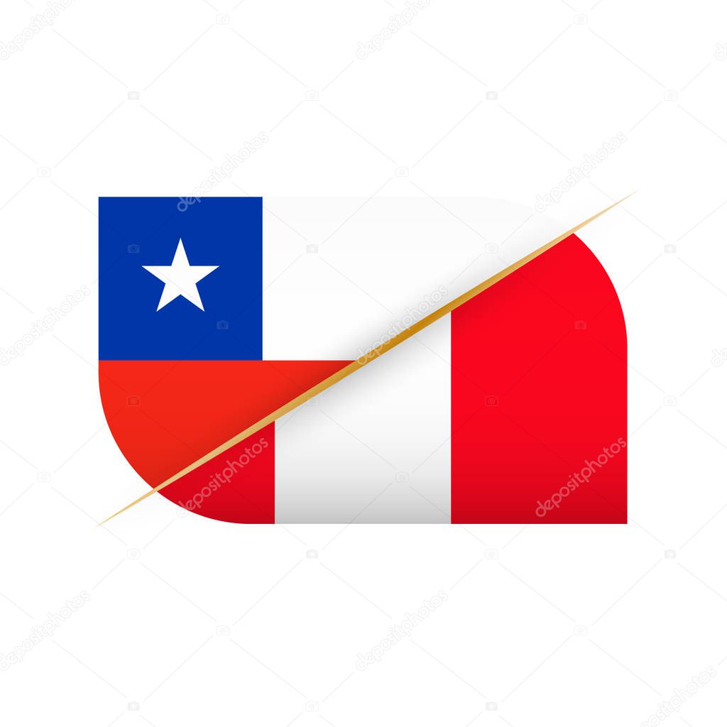 Chile contra Perú, icono de dos banderas vectoriales para la ...
