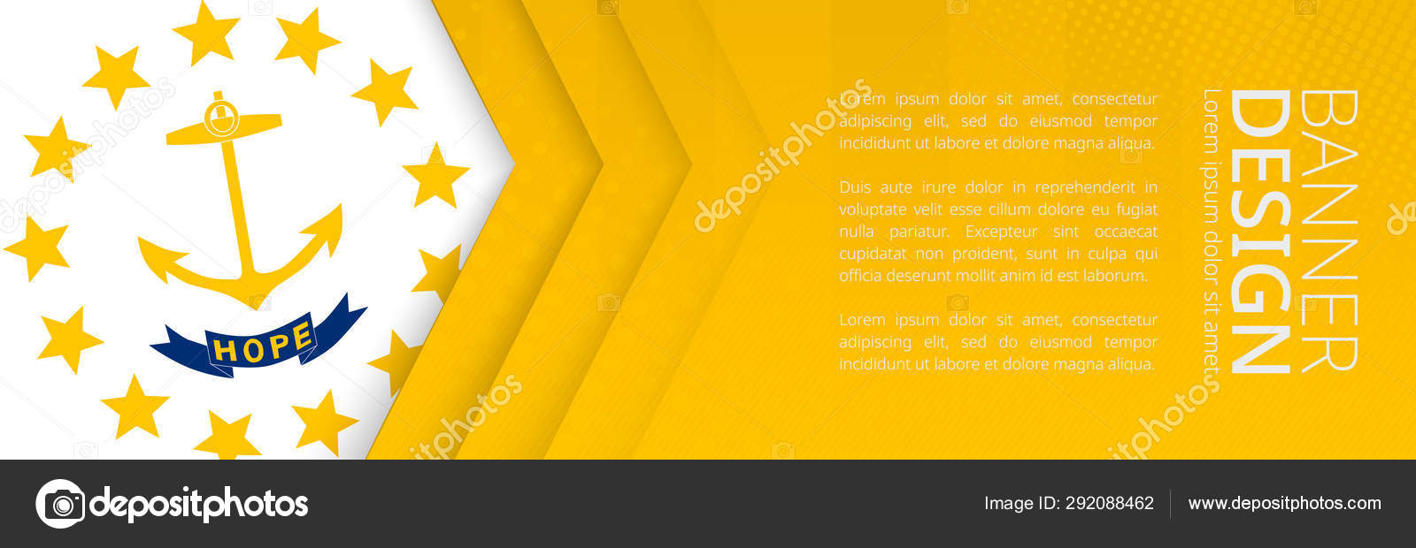 Banner template with flag of U.S. state Rhode Island for advertising ...