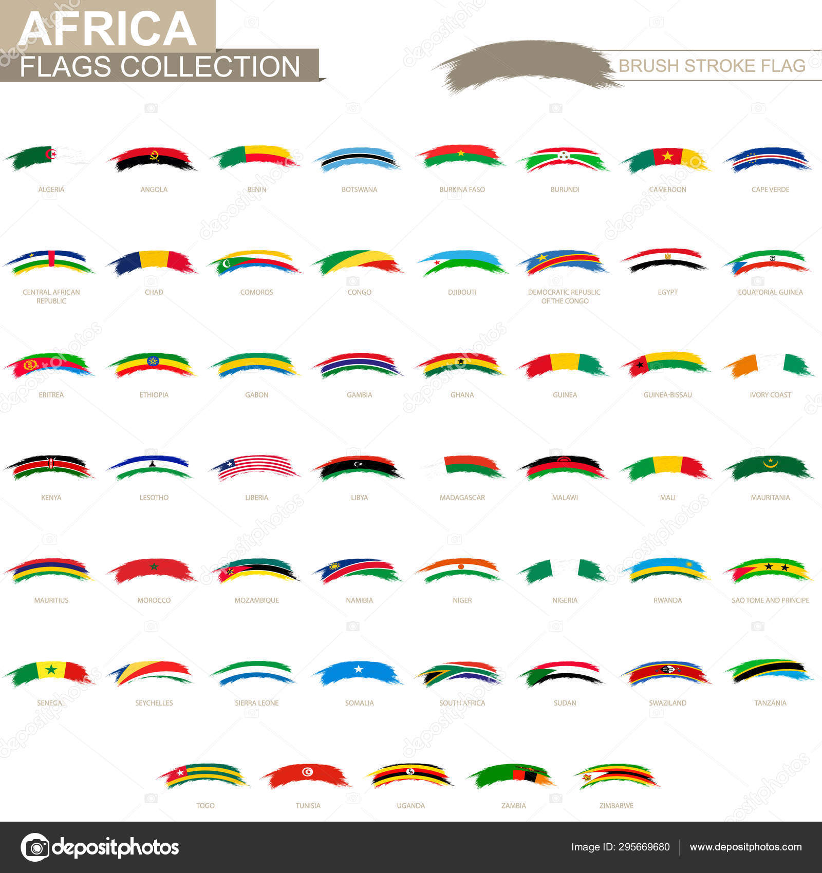 Golpe de cepillo grunge redondeado con banderas africanas . Vector de stock por ©boldg 295669680