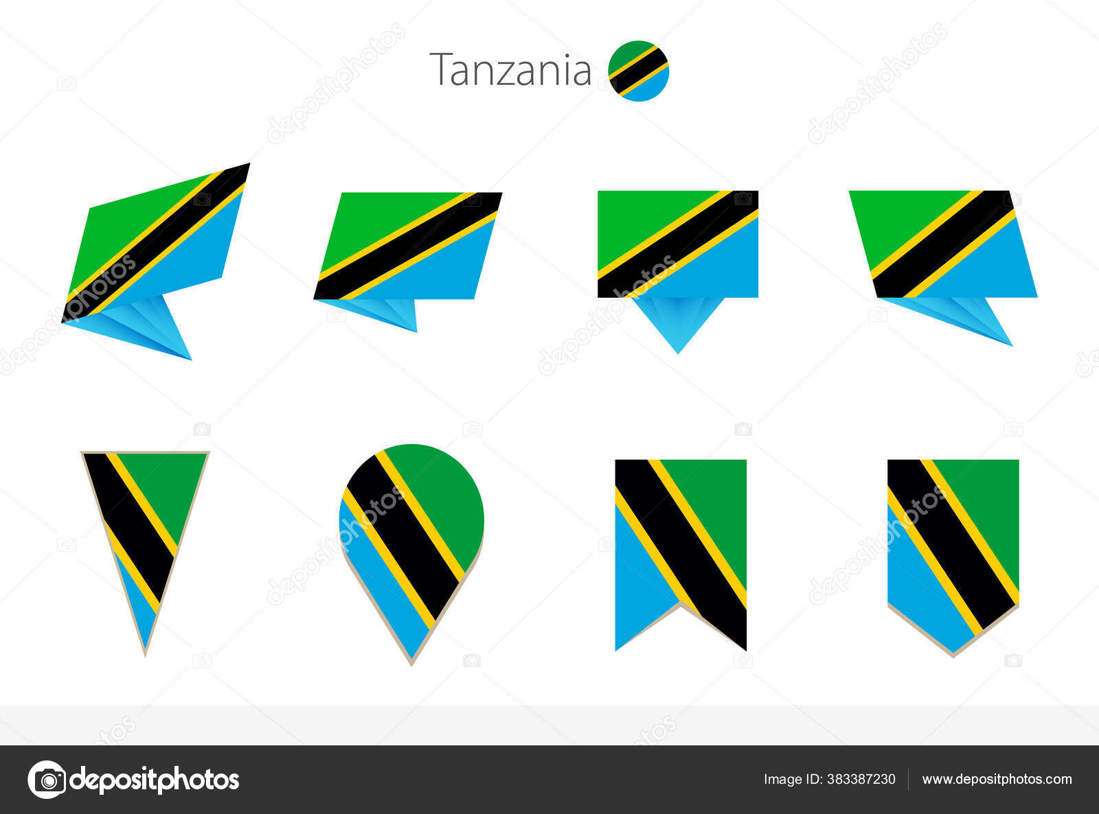Tanzania National Flag Collection Eight Versions Tanzania Vector Flags ...