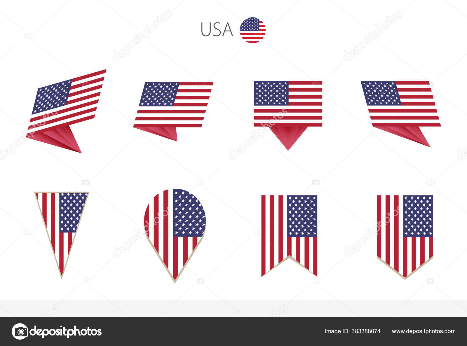 Banderines Con Bandera Americana En Imagen Vectorial Banderas Del