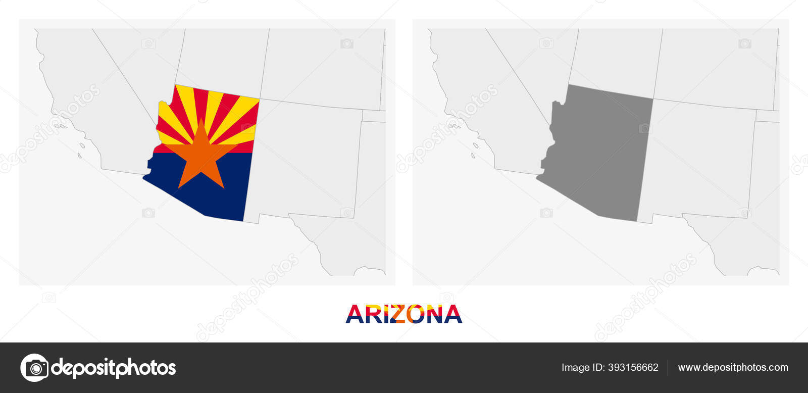 Duas Versões Mapa Estado Norte Americano Arizona Com Bandeira Arizona ...