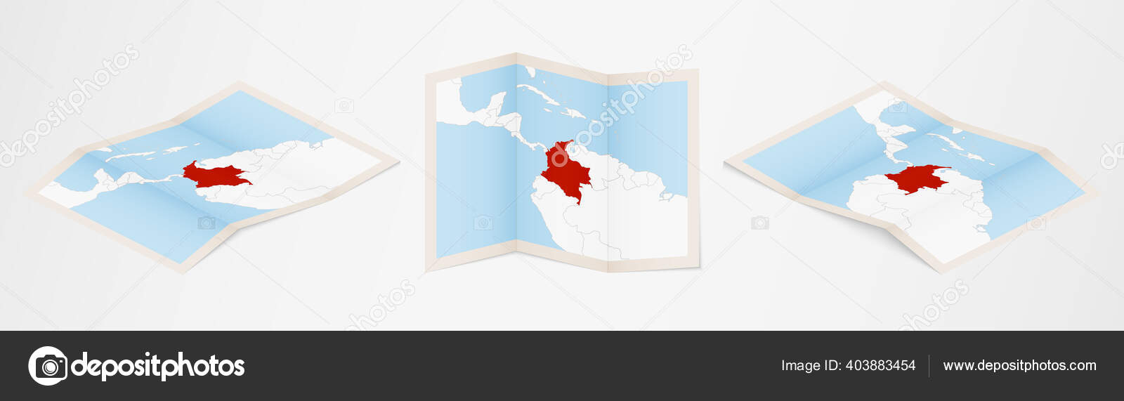 Folded Map Colombia Three Different Versions Stock Vector by ©boldg ...