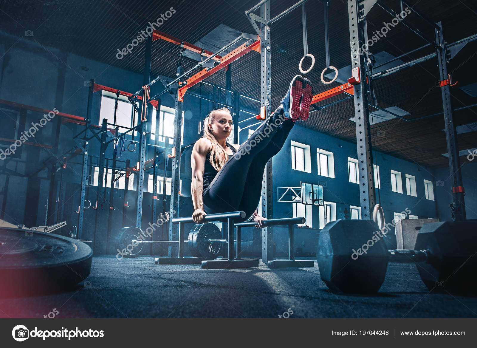 Concept: power, strength, healthy lifestyle, sport. Powerful attractive ...