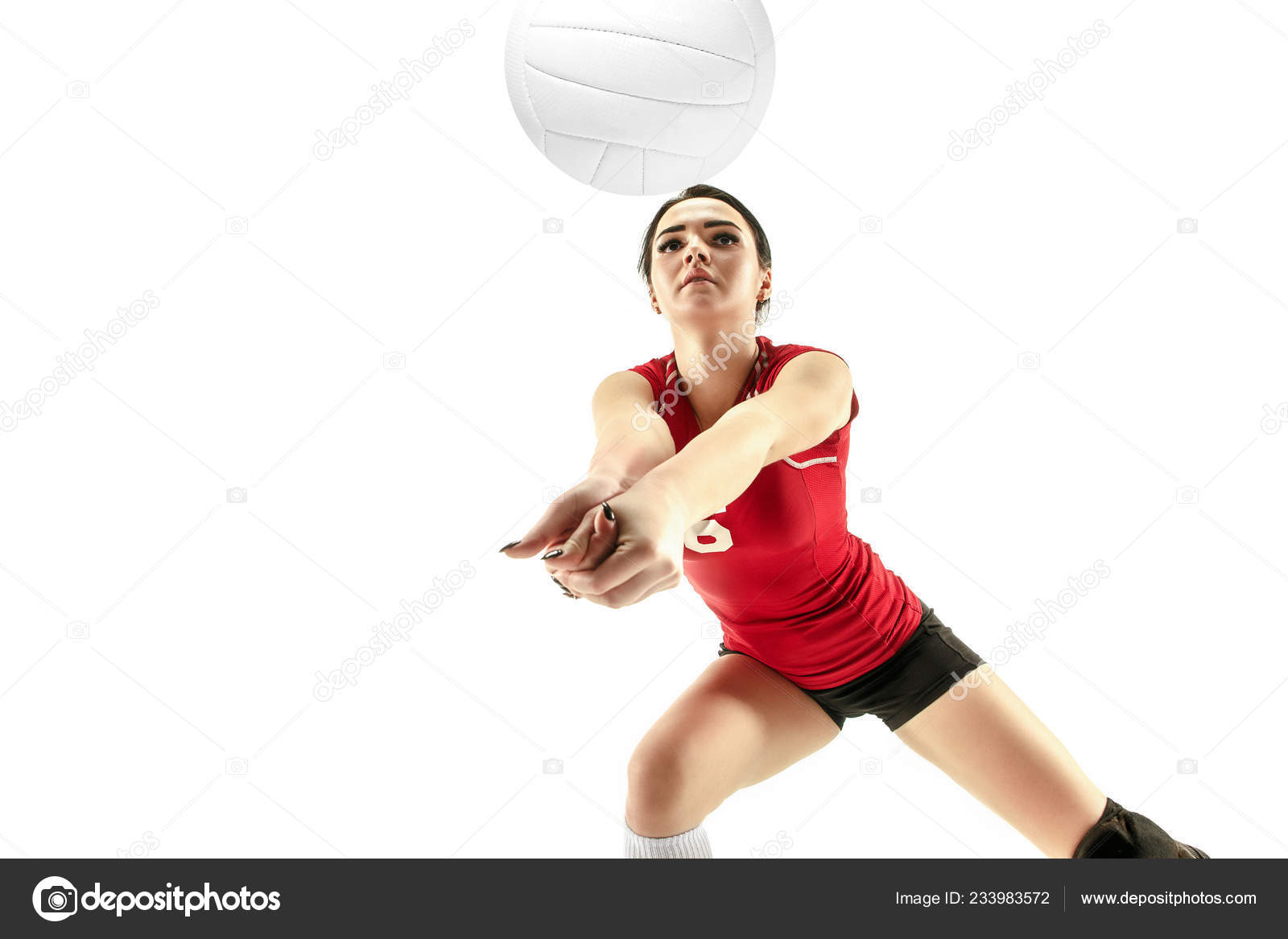 Female professional volleyball player isolated on white — Stock Photo ...