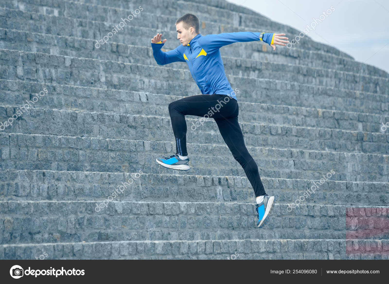 Man running on city background at morning. Stock Photo by ©vova130555 ...