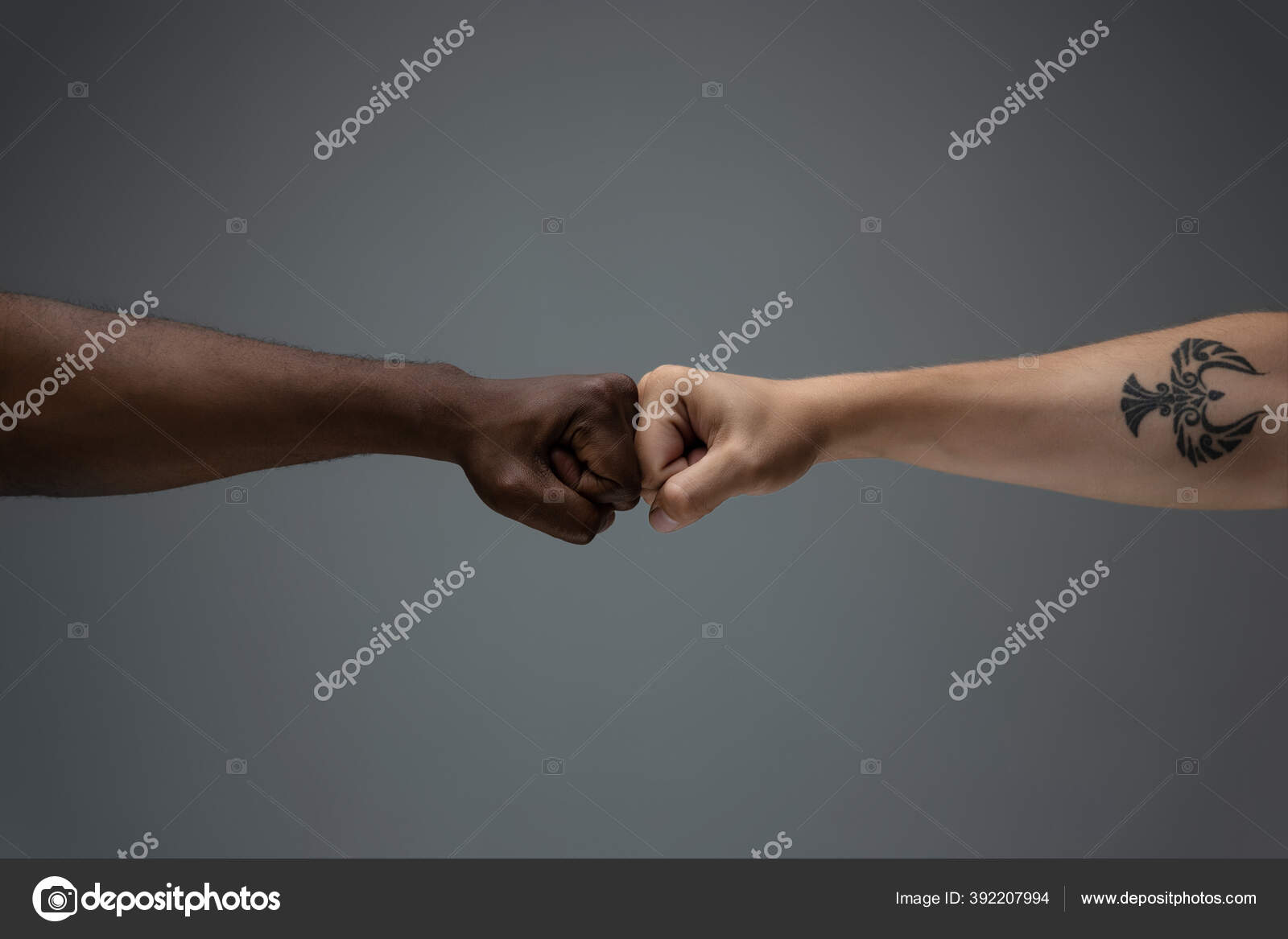 Racial tolerance. Respect social unity. African and caucasian hands ...
