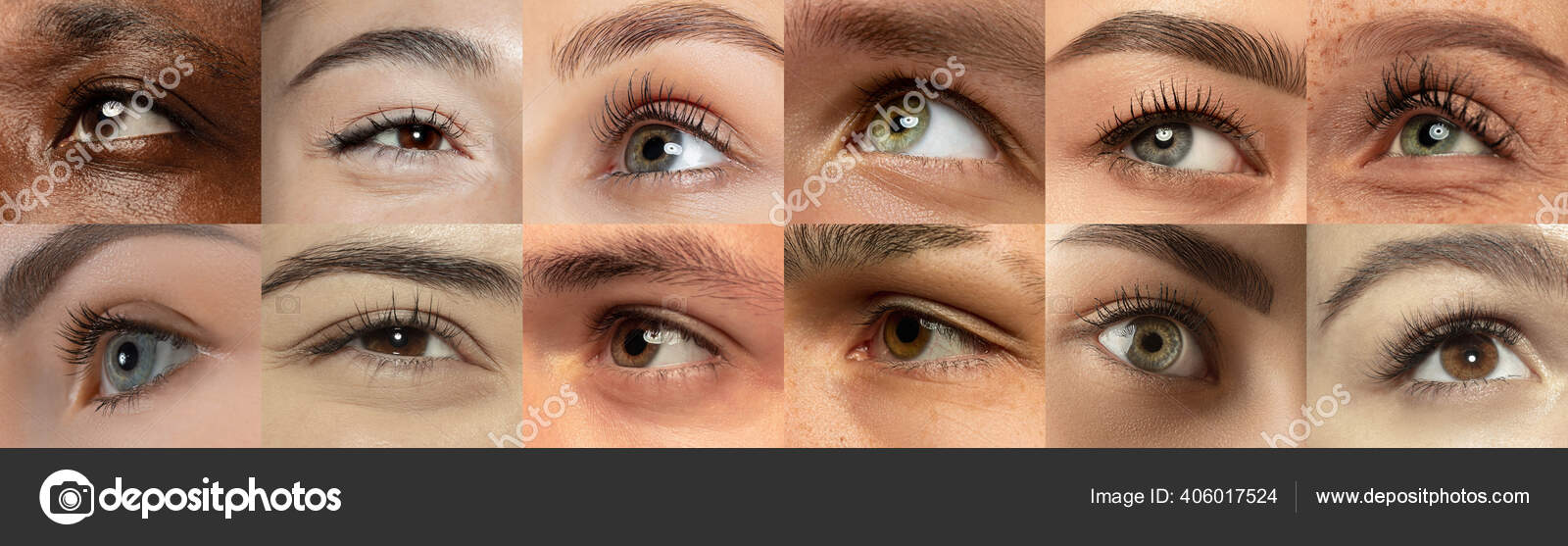 Set, collage of different types of male and female eyes — Stock Photo ...