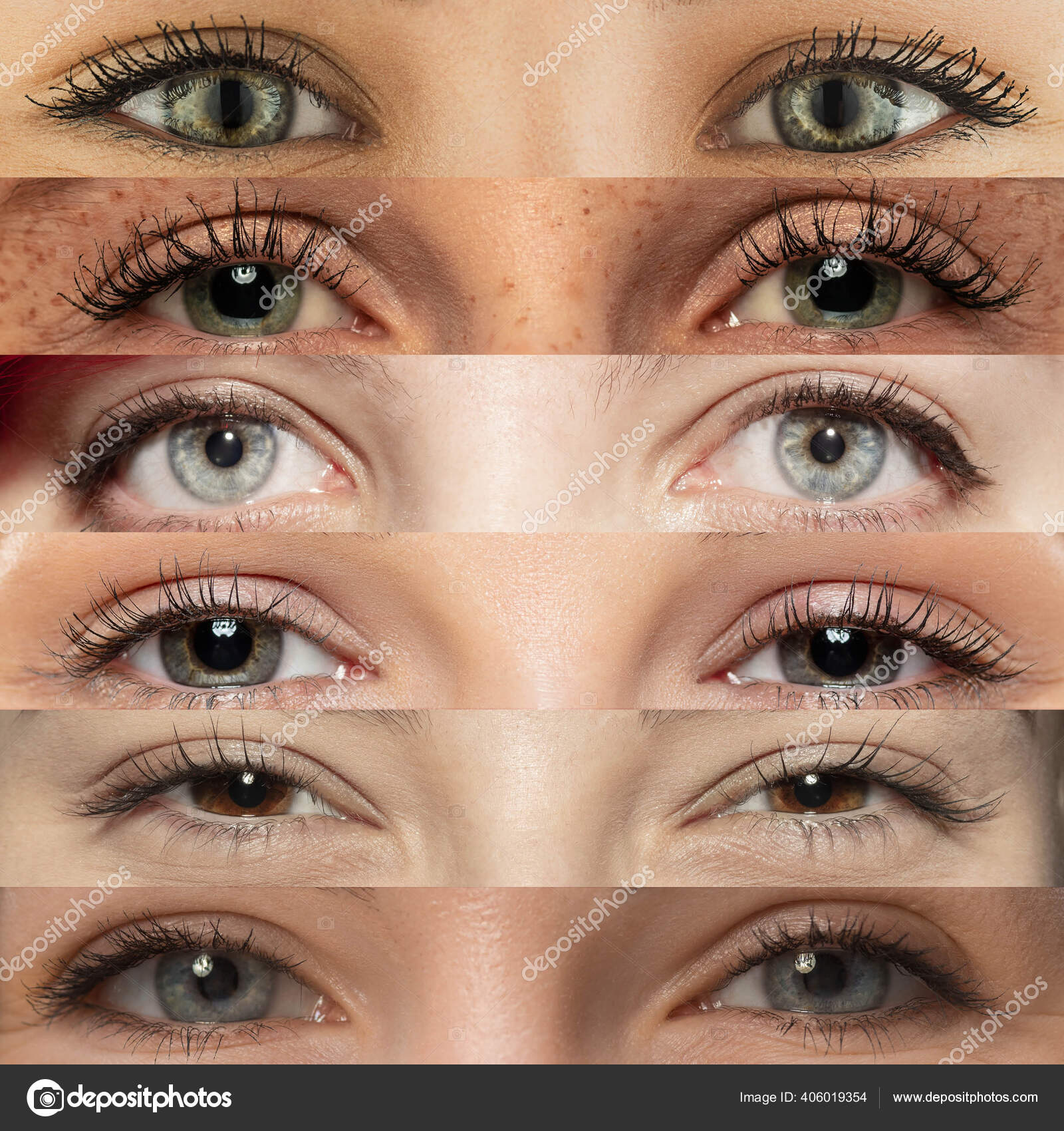 Set, collage of different types of male and female eyes — Stock Photo ...