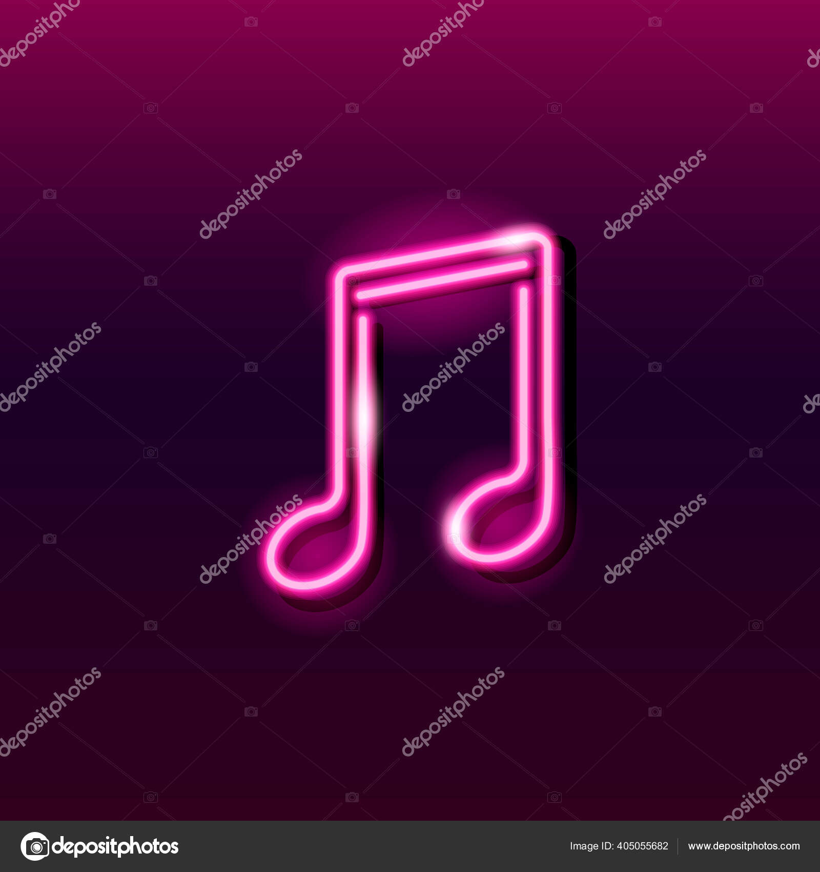 Neon Icon Pink Musical Note Dark Purple Background Design Element Stock ...