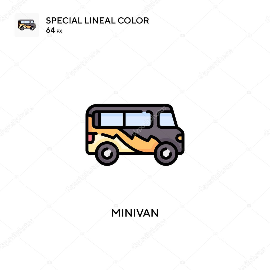 Minivan Icono especial de color lineal. Plantilla de diseño de símbolo de ilustración para ...