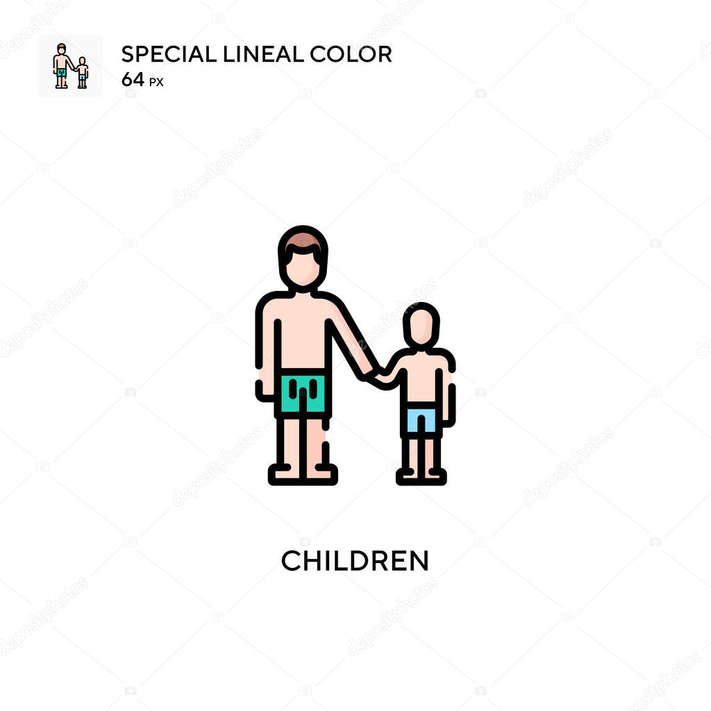 Niños Icono especial de color lineal. Plantilla de diseño de símbolo de ...