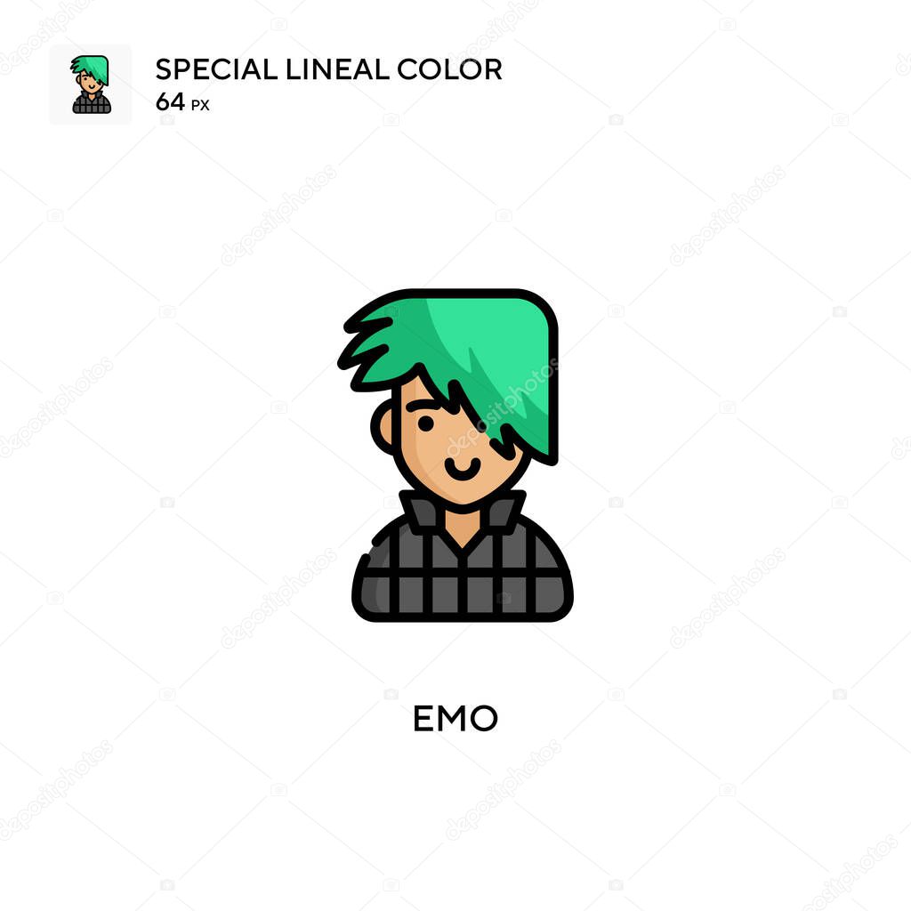 Emo Especial icono de color lineal. Plantilla de diseño de símbolo de ...