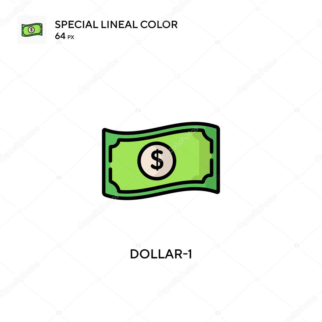 Dollar-1 Icono especial de color lineal. Plantilla de diseño de símbolo ...