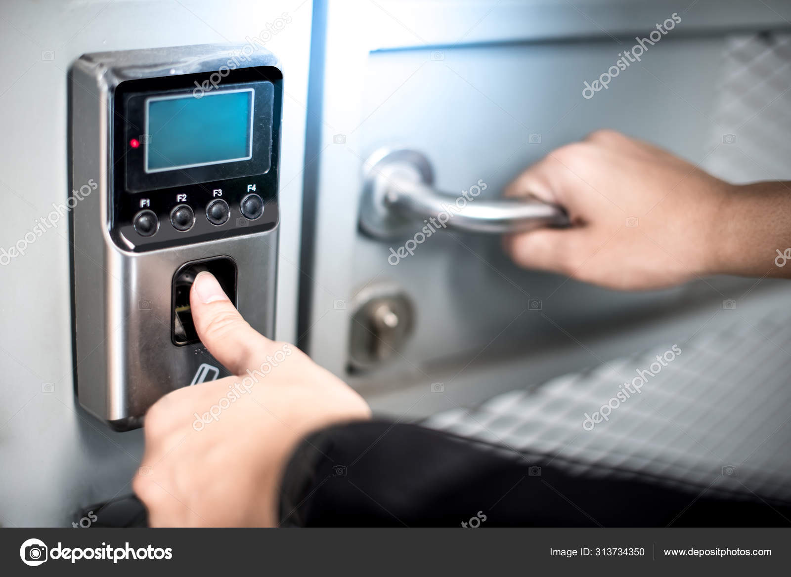 Scanning fingerprint to open security door Stock Photo by ©zephyr18 ...