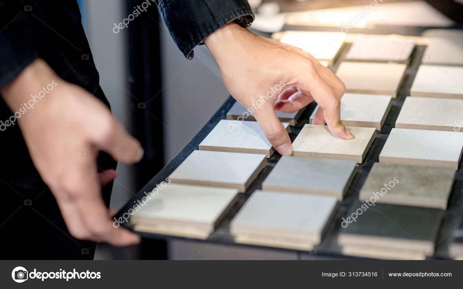 Choosing ceramic sample from swatch board Stock Photo by ©zephyr18 ...