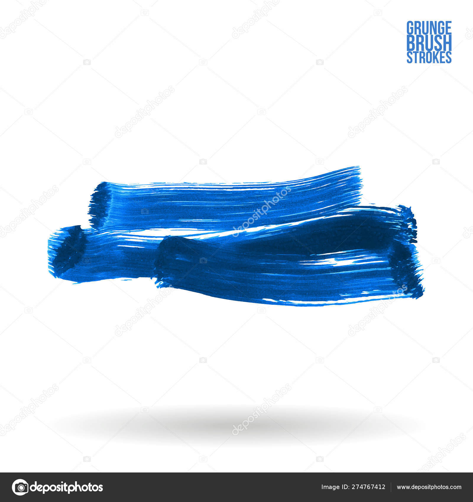 Abstract Blue Brush Strokes Isolated White Background Stock Vector by ...