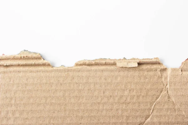 Brown Corrugated Texture Paper Torn White Background Rip Cardboard ...