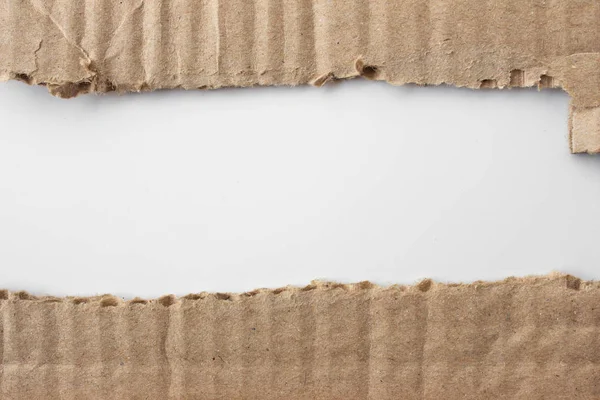 Brown Corrugated Texture Paper Torn White Background Rip Cardboard ...