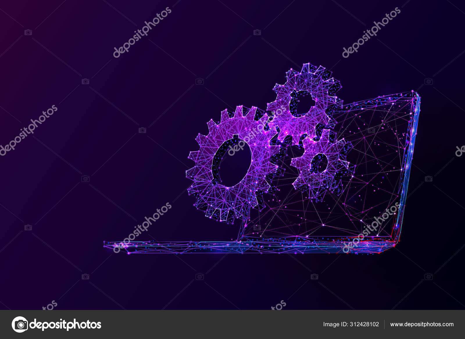 Laptop and cogs low poly vector illustration. Stock Vector by ©Tohey22 ...
