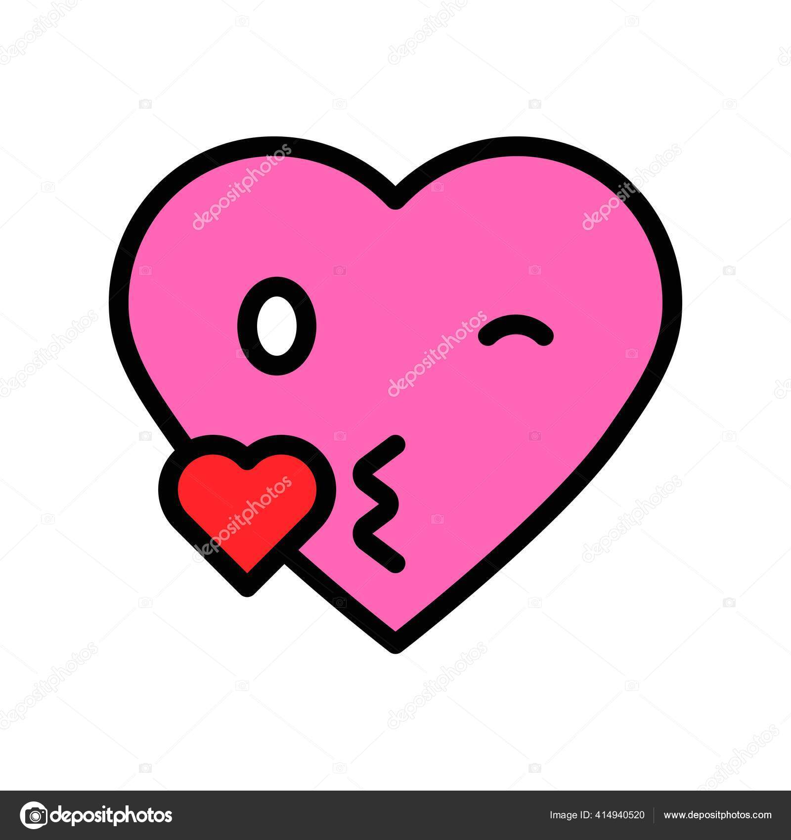 Corazón Emoticono Vector Ilustración Diseño Rellenado Icono Esquema ...