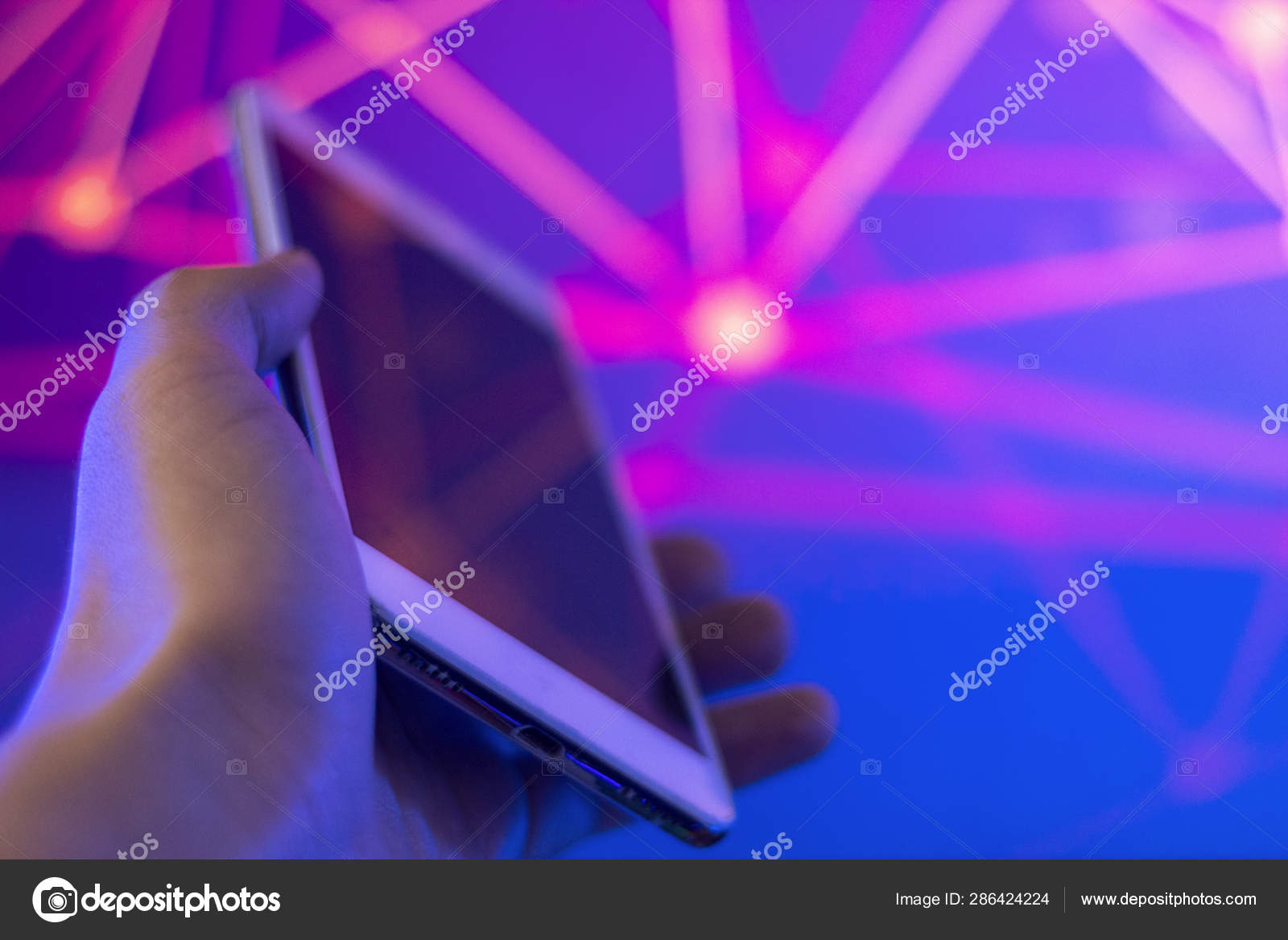 Hand Man Pick Mobile Phone Network Web Technology Background Stock ...