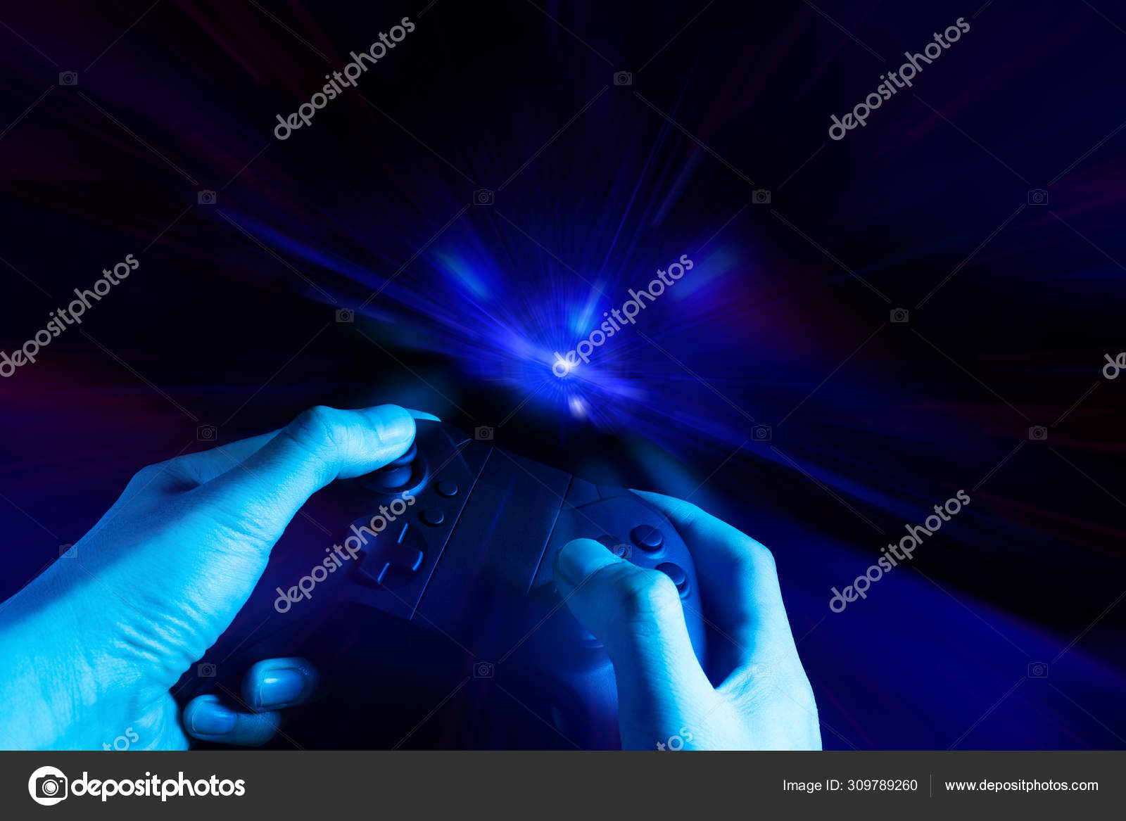 Gamer Boy Hand Holding Joystick Controller Electronic Playing Game ...