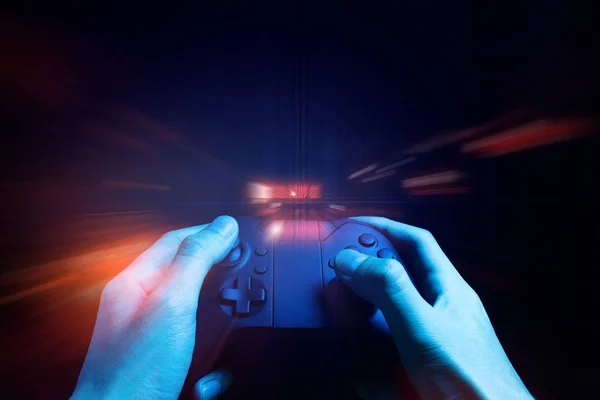 Gamer Boy Hand Holding Joystick Controller Electronic Playing Game ...