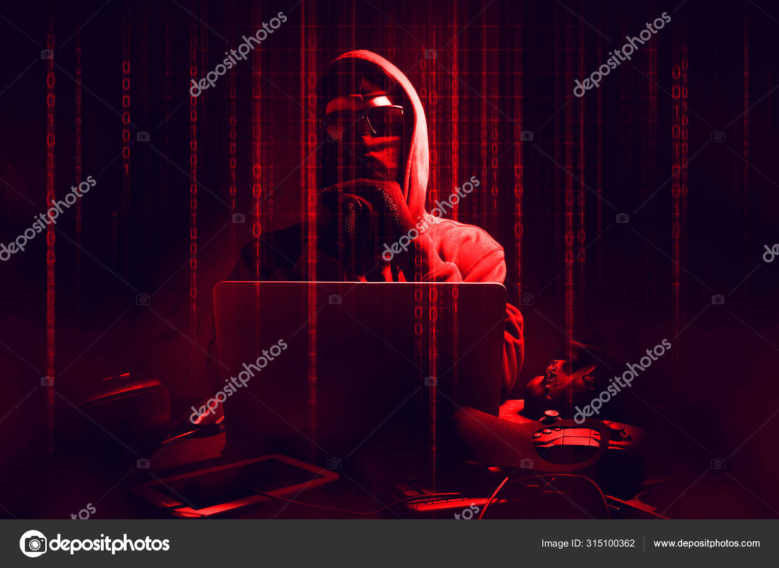 Hacker Man Terrorist Virus Computer Attack Server Network System Online — Stock Photo © issaro ...