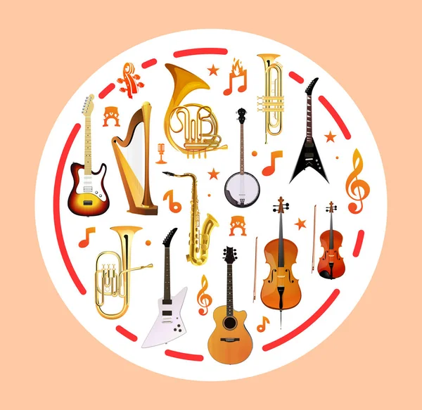 Musical instruments in a circle-04 — Free Stock Vector © danilina.olga ...