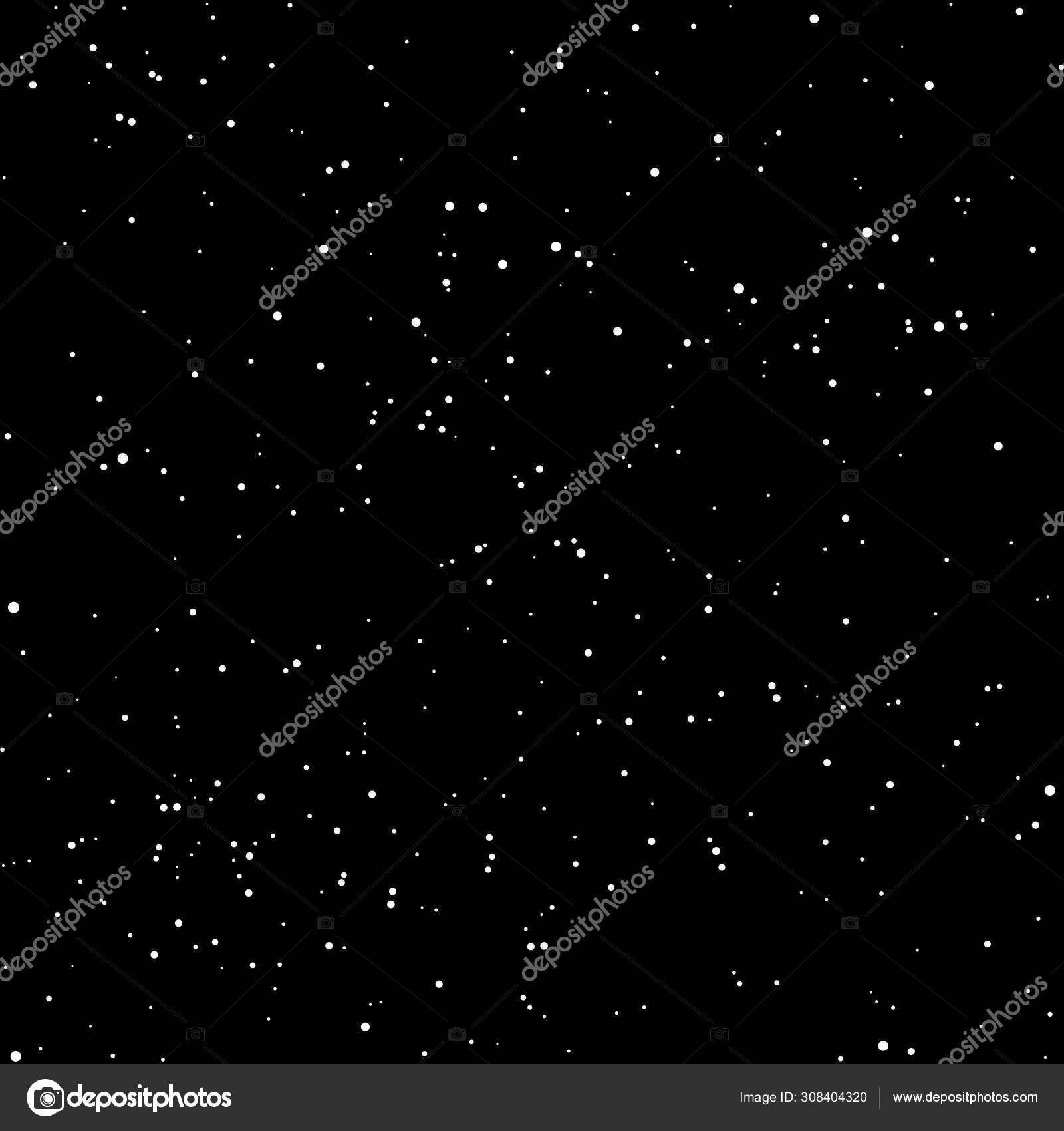 Snow Seamless Pattern, White stars dotes isolated on black background ...