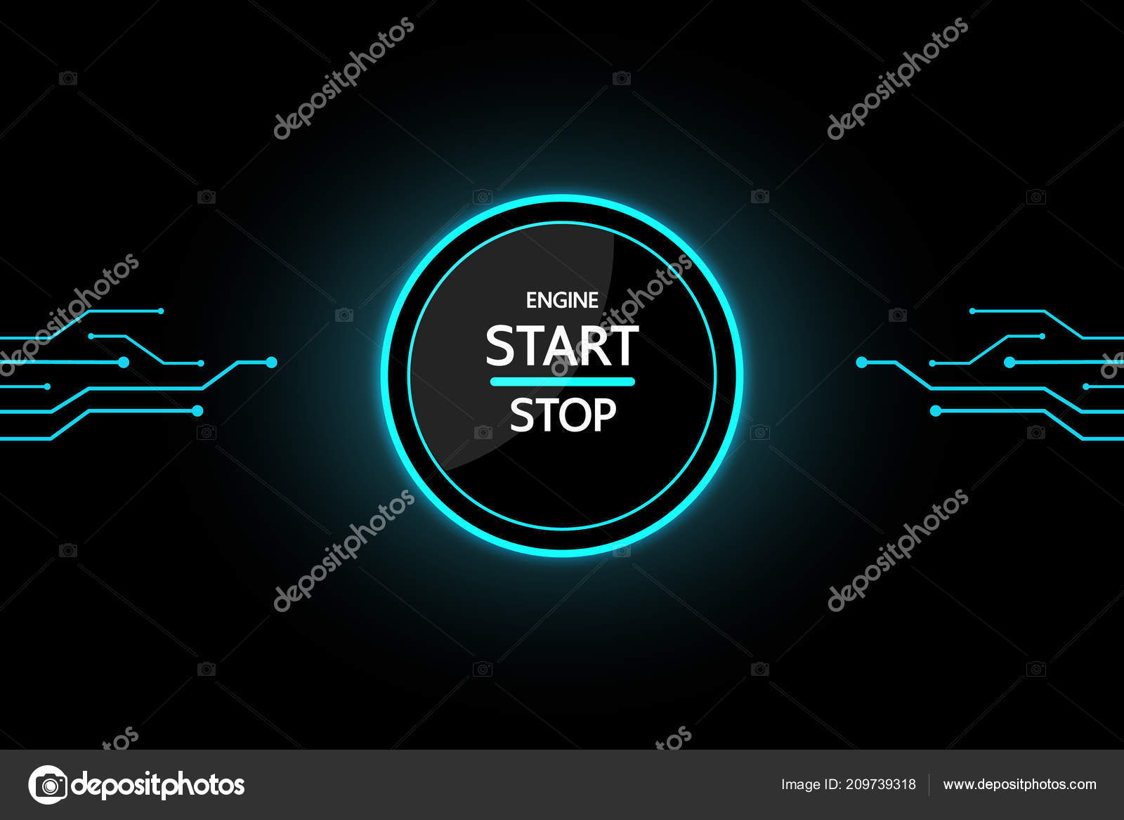 Car Start Button Black Background Modern Design Future Stock Vector by ...