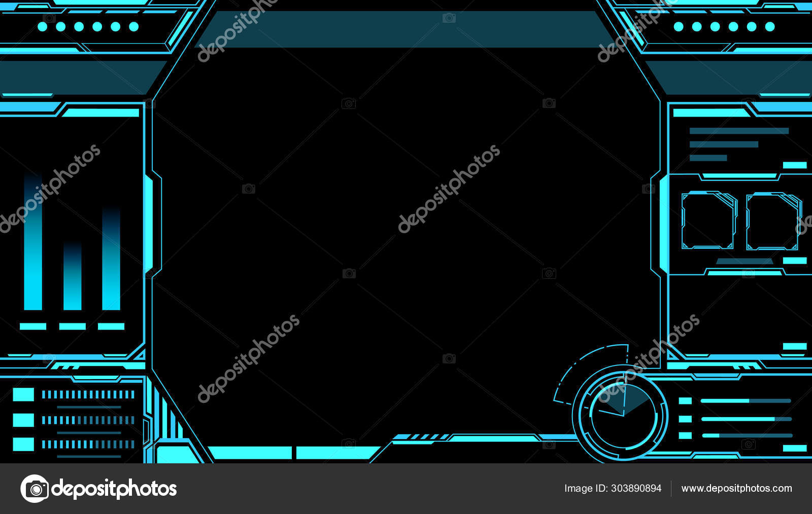 Control Panel Abstract Technology Futuristic Interface Hud Black ...