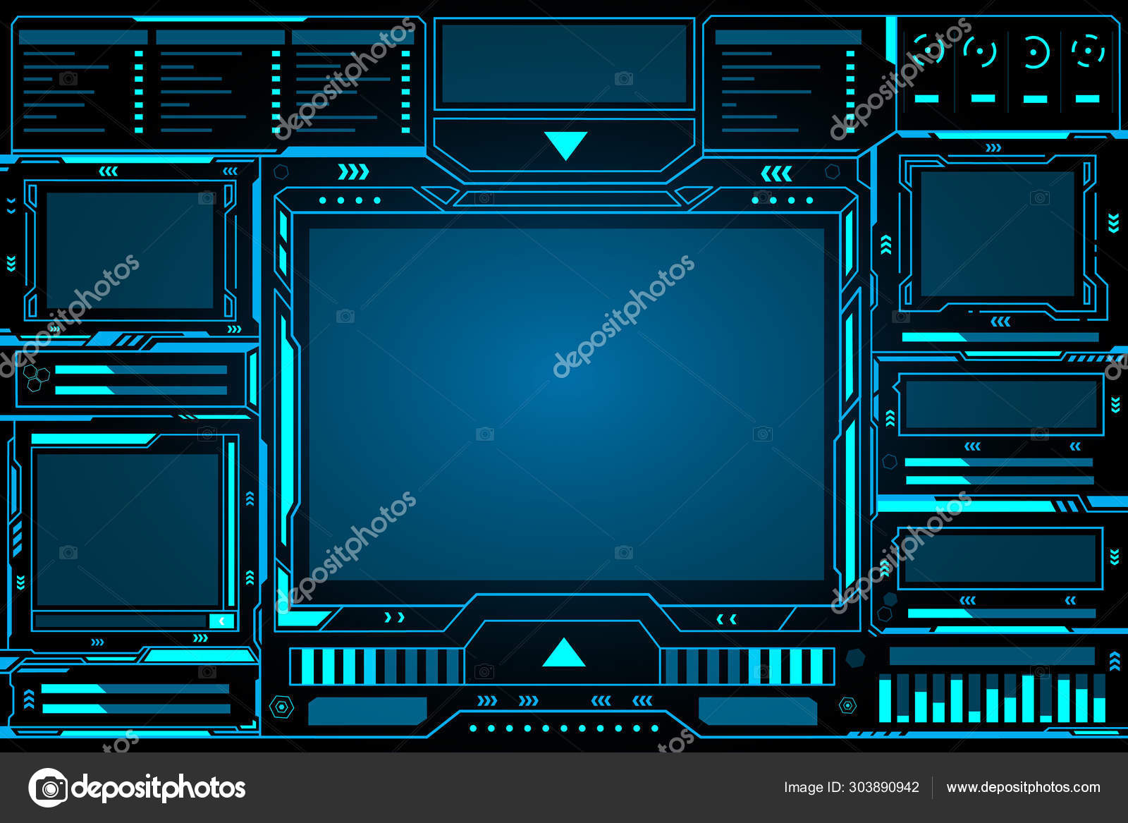 Control Panel Abstract Technology Futuristic Interface Hud Black ...