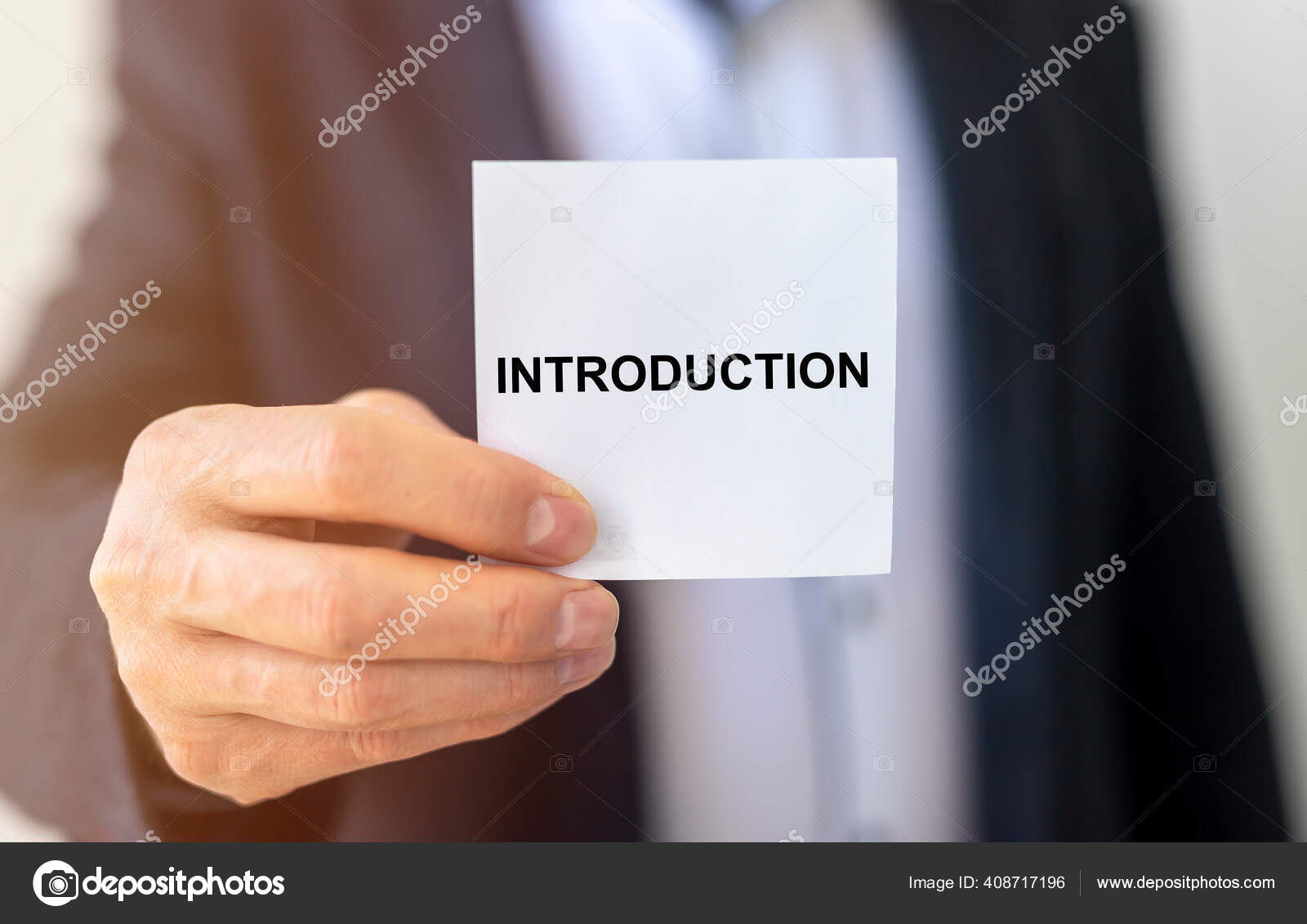 Introduction Word Text Sheet Paper Hand Businessman Business ...