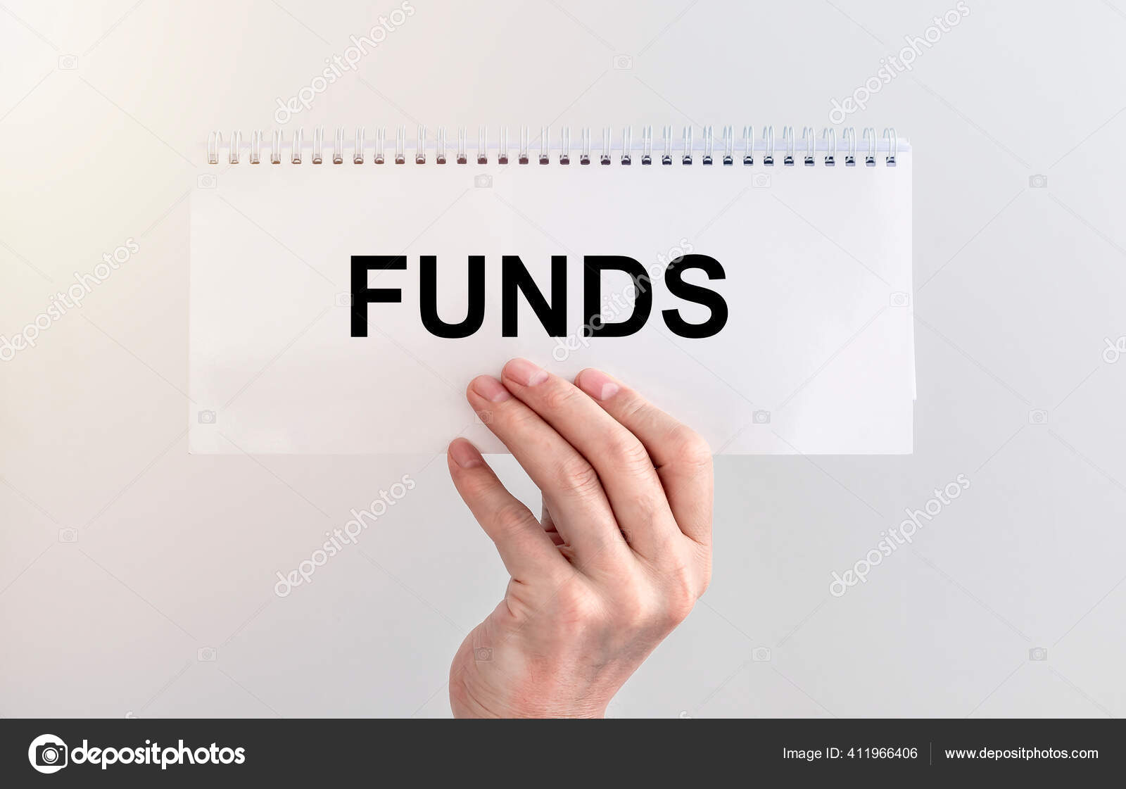 Funds Word Paper Holding Male Hand White Background Financial Concept ...