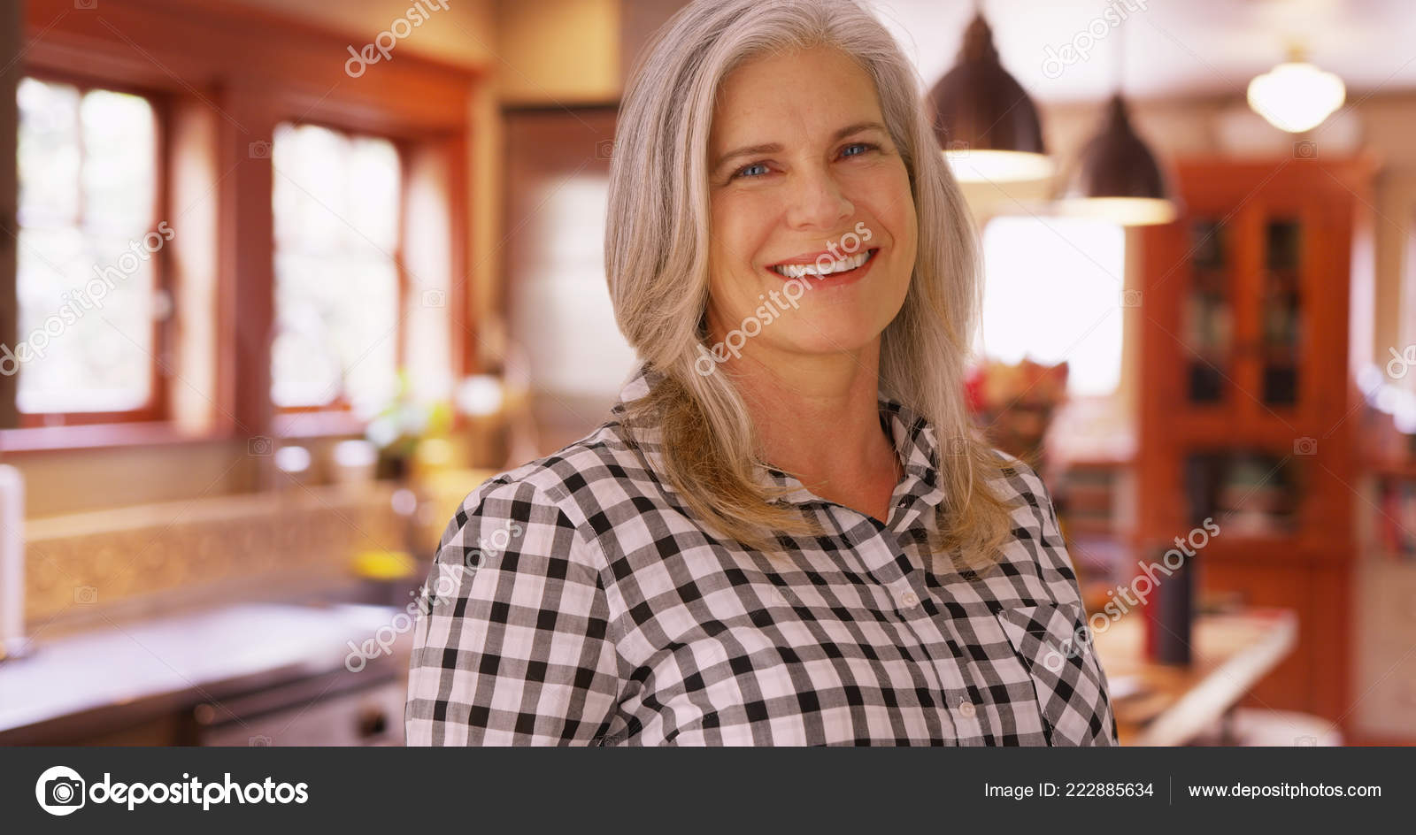 Portrait Attractive Mid Aged White Woman Smiling Stock Photo by ©mark ...
