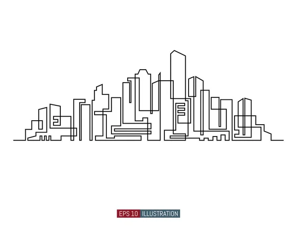 Continuous Line Drawing City Skyline Template Your Design Vector ...