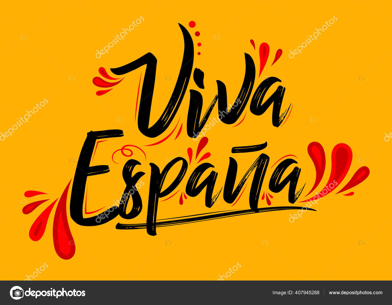 Viva Espana Long Live Spain Spanish Text Flag Colors Vector Stock ...