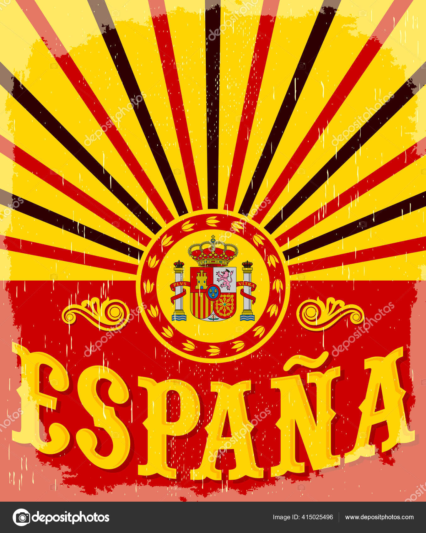 Espana Spain Spanish Text Vintage Card Poster Vector Illustration ...