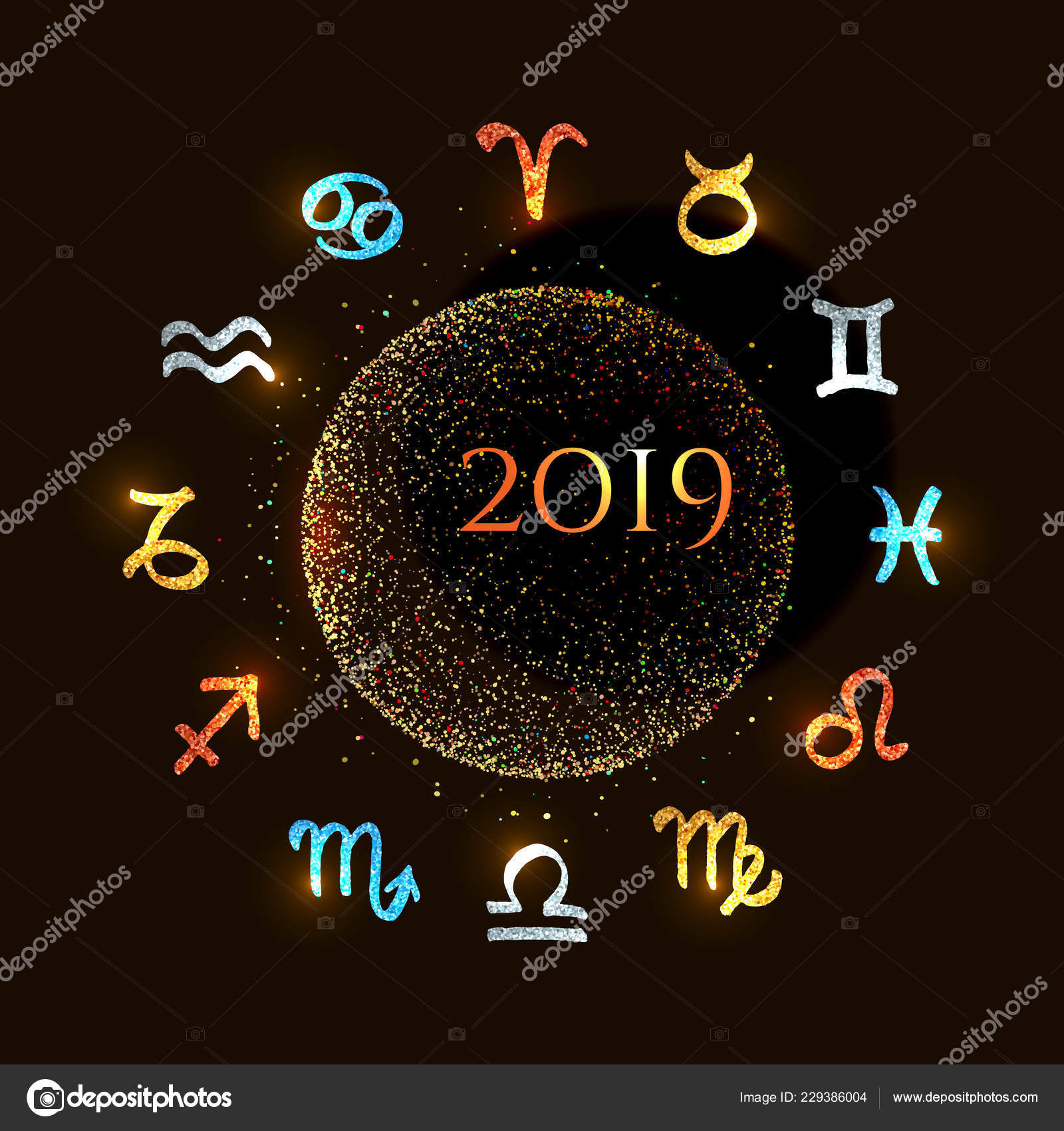 Bright Metal Zodiac Signs Gold Shining Scatter Spangles Shiny Pollen ...