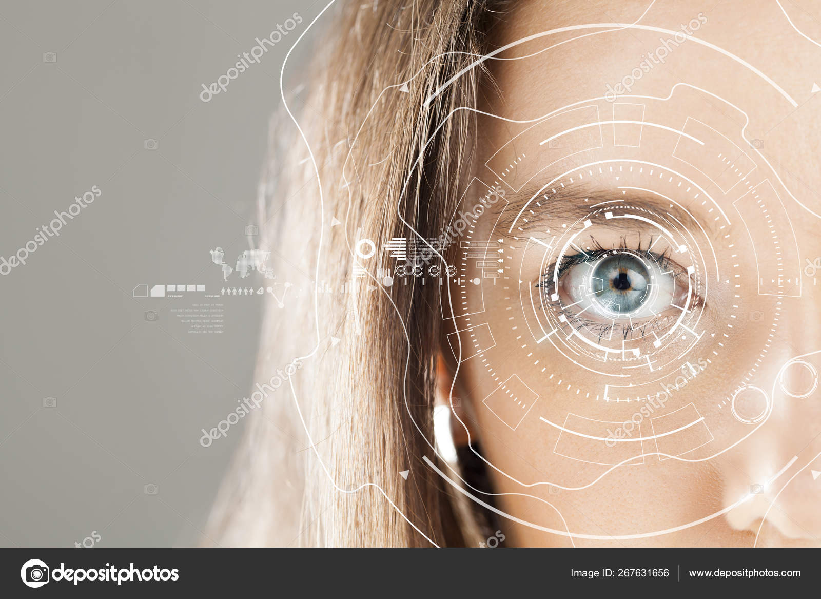 Human eye and graphical interface. Smart wearable technology con Stock ...