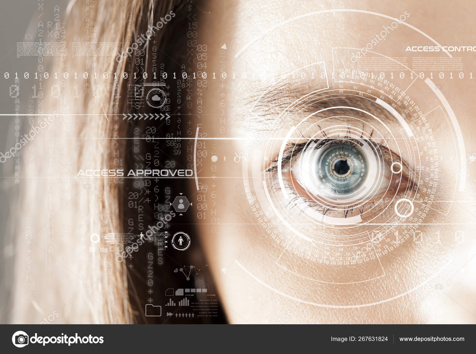 Human eye and graphical interface. Smart wearable technology con ...