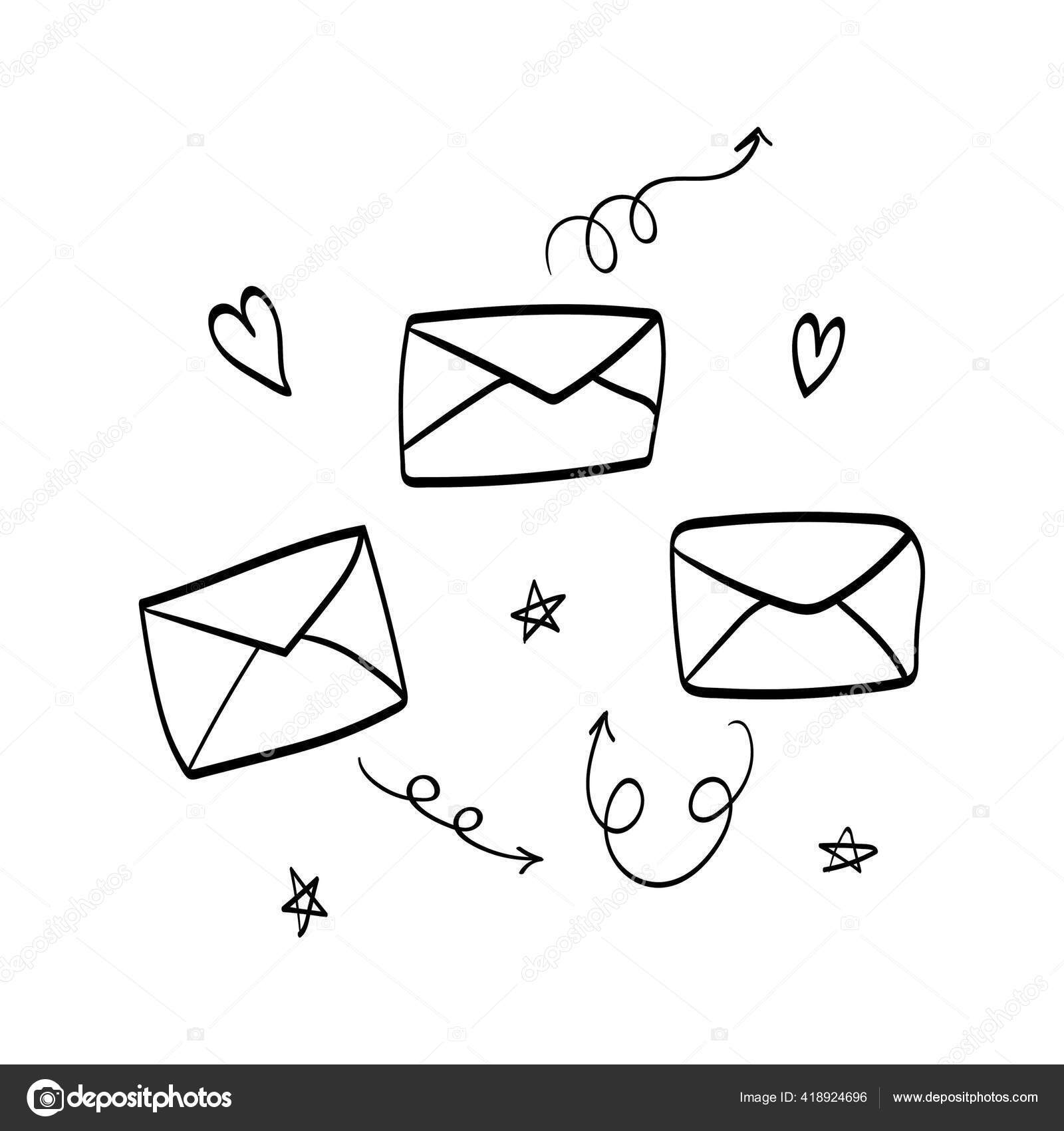 Doodle Envelopes Illustration Isolated White Background Mail Theme ...