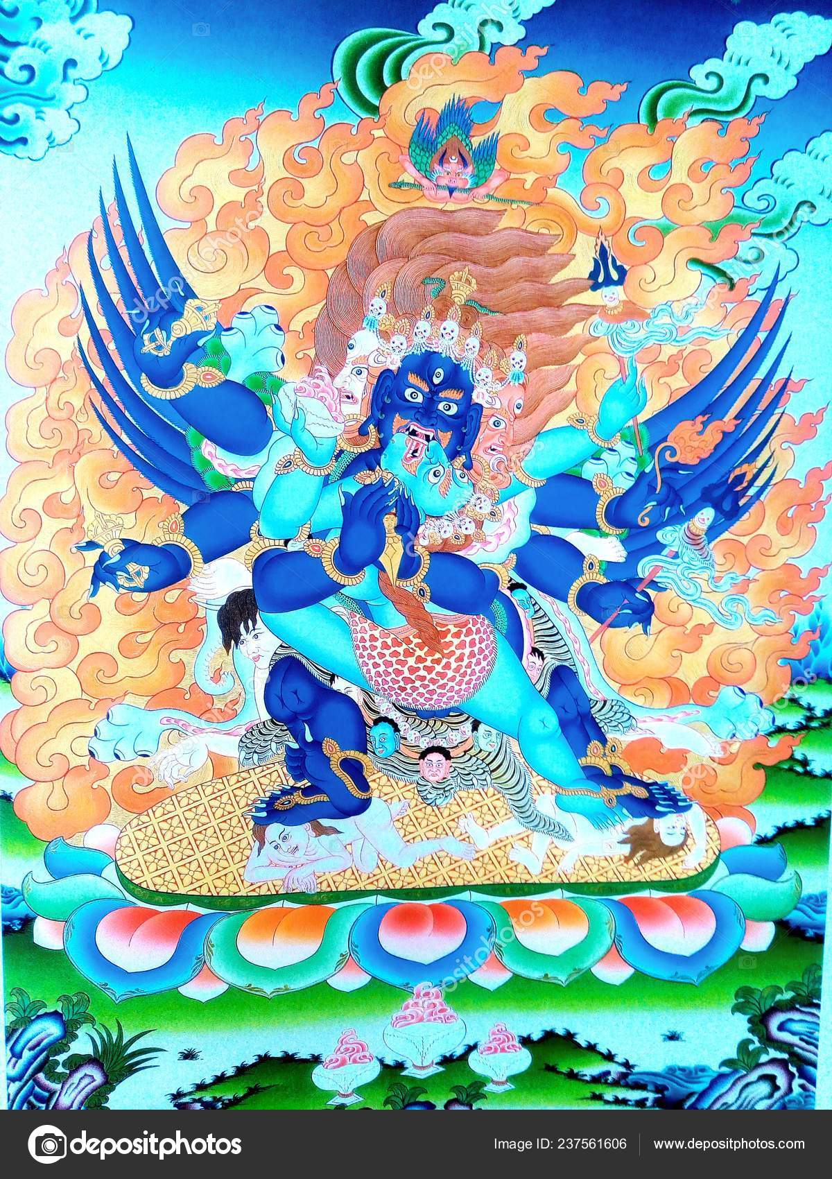 Wrathful Heruka Vajrakilaya Yidam Deity Who Embodies Enlightened ...