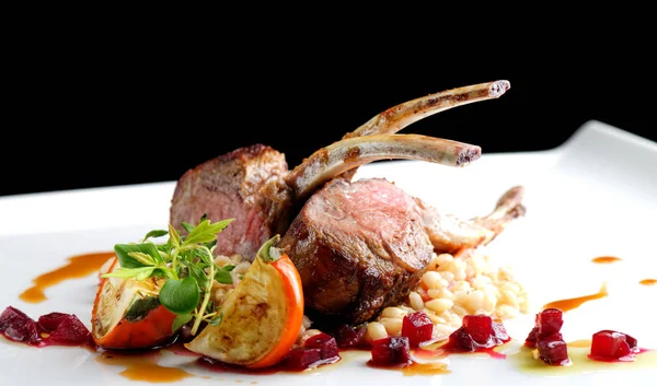 Fine dining roasted Lamb Chops — Stock Photo © vision.si #308678890