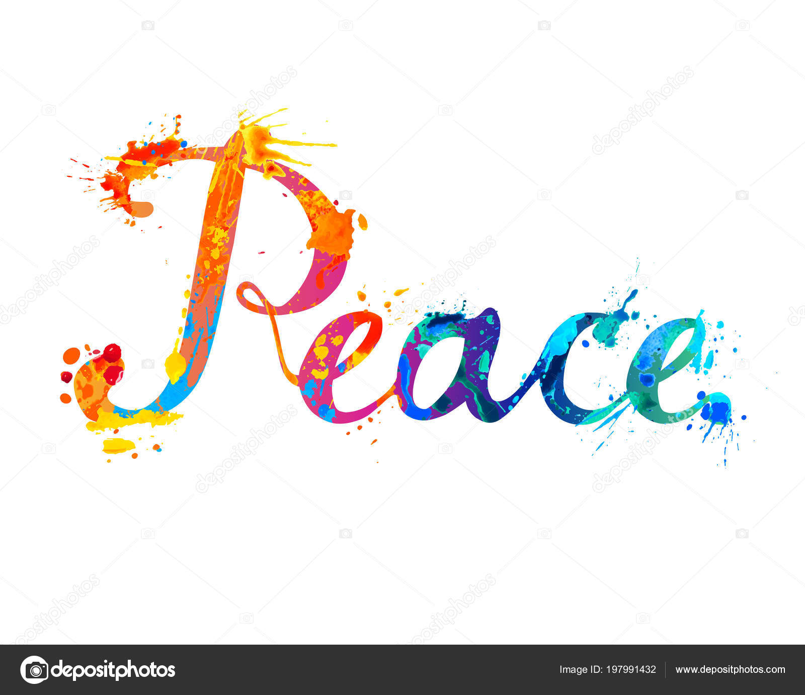 Word Peace Hand Written Vector Doodle Font Inscription Splash Paint ...