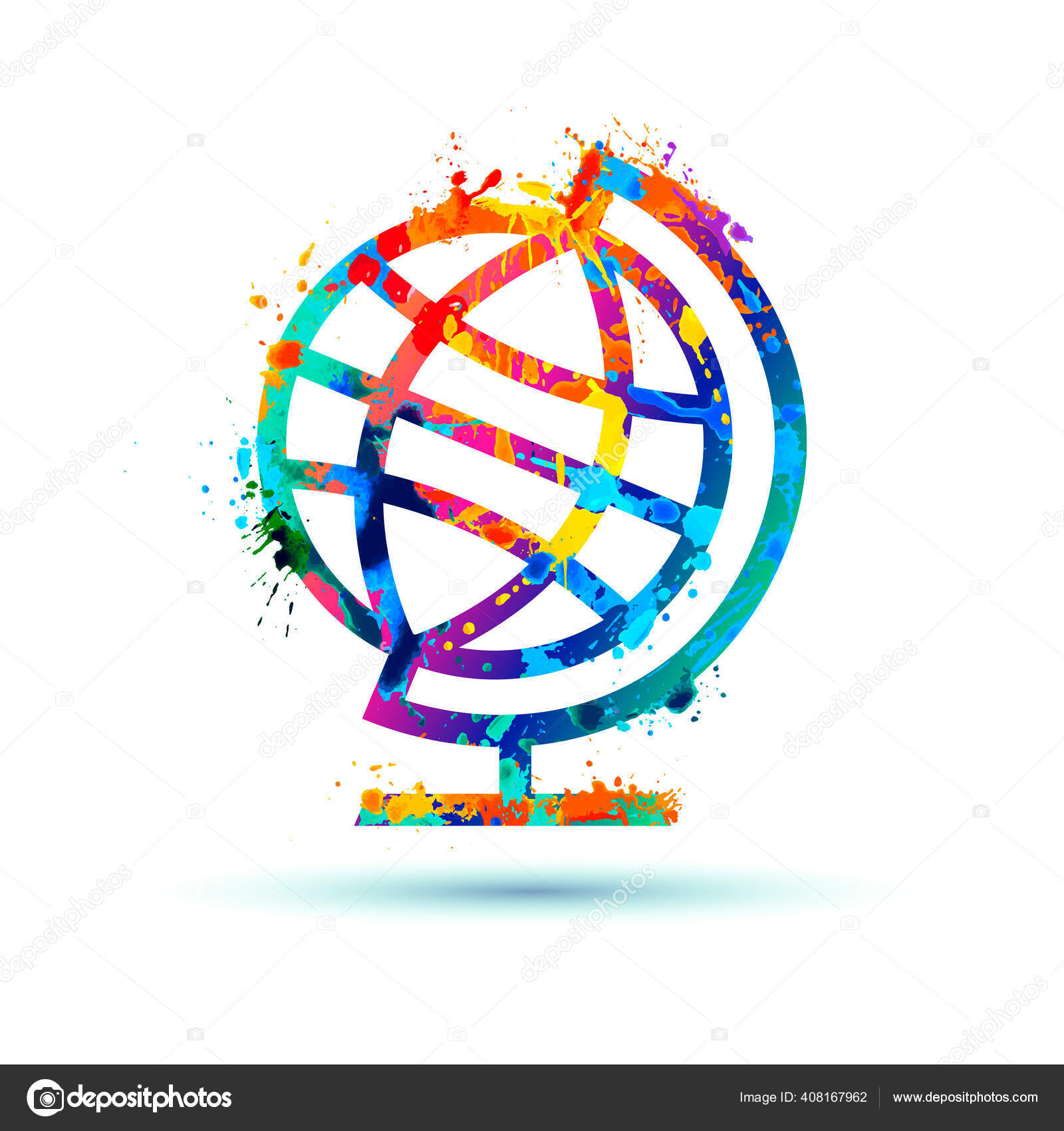 Icono Globo Con Paralelos Meridianos Soporte Vector Geográfico Símbolo ...